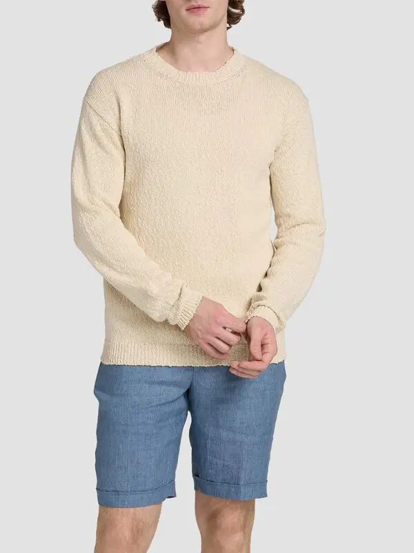 SAKS FIFTH AVENUE Collection Textured Cotton-silk Knit Crewneck Sweater