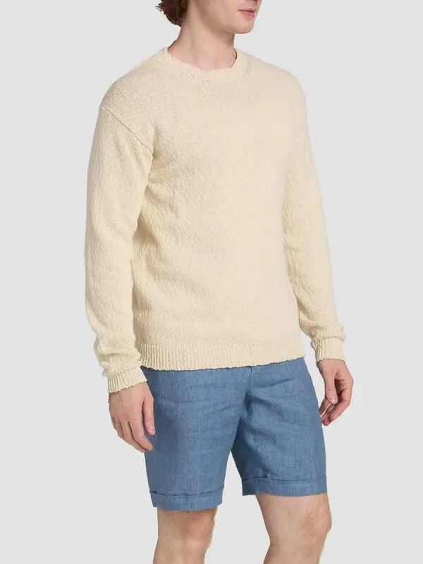 SAKS FIFTH AVENUE Collection Textured Cotton-silk Knit Crewneck Sweater