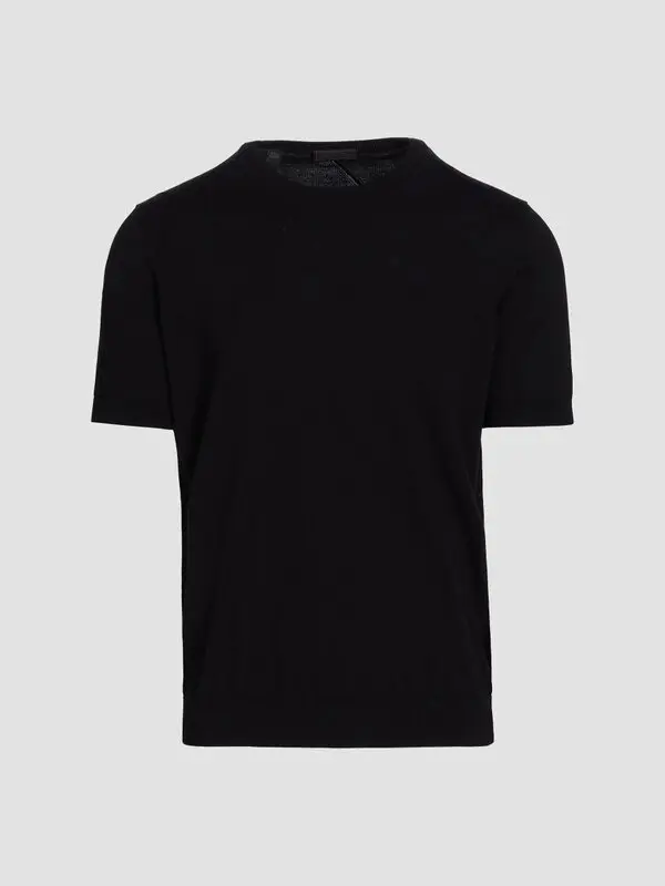 SAKS FIFTH AVENUE Diagonal Stitch Crewneck Short-sleeve Sweater - Black