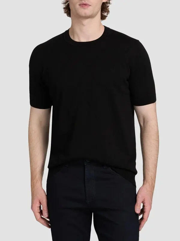 SAKS FIFTH AVENUE Diagonal Stitch Crewneck Short-sleeve Sweater