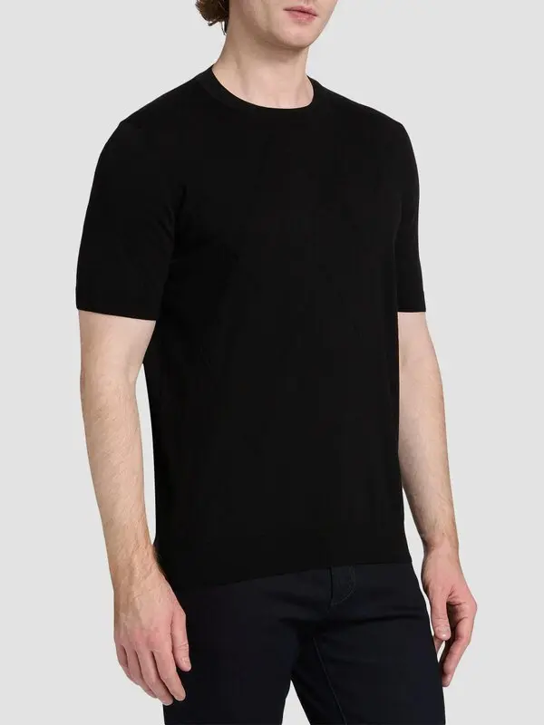 SAKS FIFTH AVENUE Diagonal Stitch Crewneck Short-sleeve Sweater