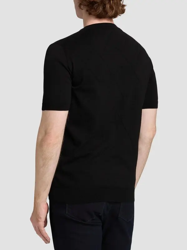SAKS FIFTH AVENUE Diagonal Stitch Crewneck Short-sleeve Sweater