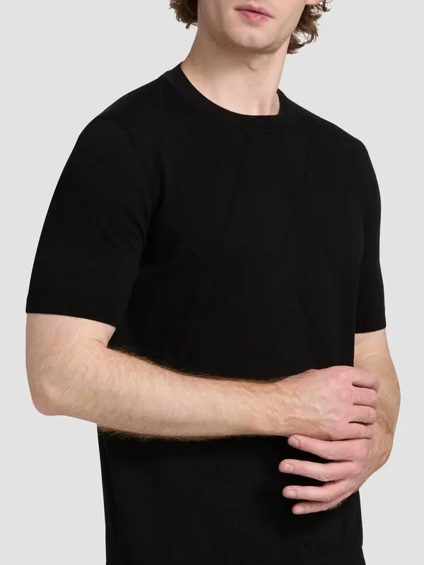 SAKS FIFTH AVENUE Diagonal Stitch Crewneck Short-sleeve Sweater