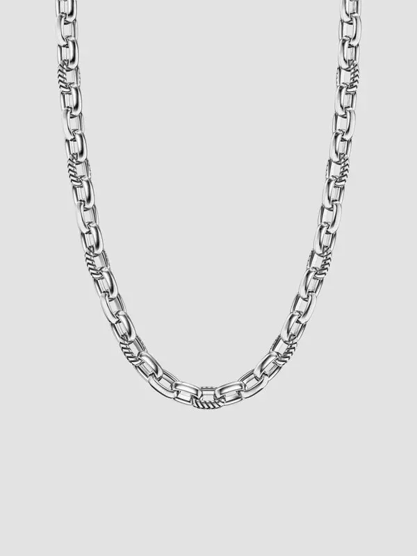 David Yurman Chevron Oval Link Necklace In Sterling 10mm