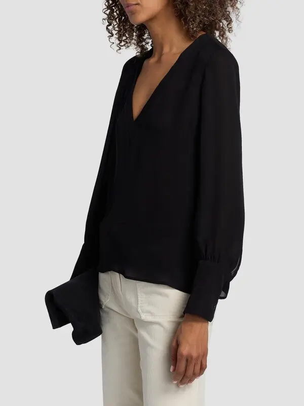 NILI LOTAN Mariposa Silk V-neck Blouse