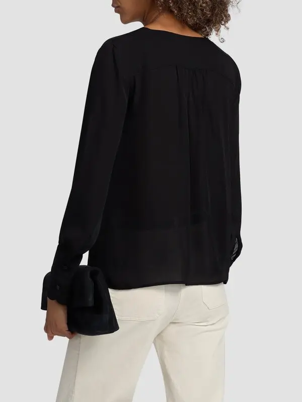 NILI LOTAN Mariposa Silk V-neck Blouse
