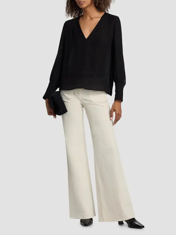 NILI LOTAN Mariposa Silk V-neck Blouse