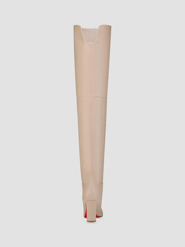 CHRISTIAN LOUBOUTIN Loo 85mm Leather Thigh Boots - Pearl