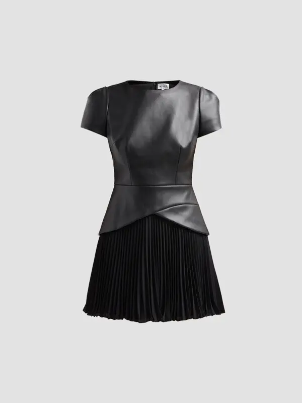 MILLY Haddy Mixed-media Faux Leather Mini Dress - Black