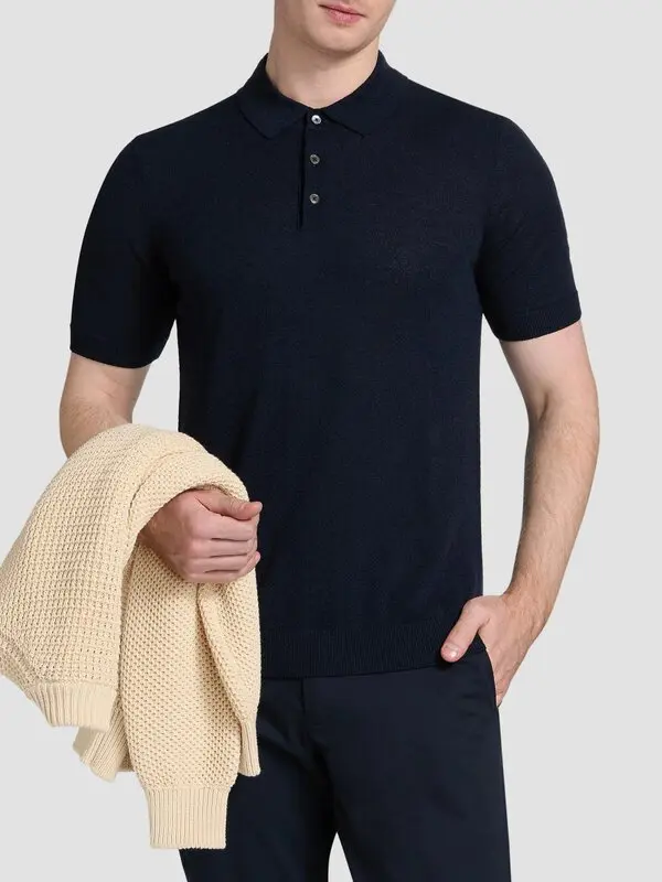 SAKS FIFTH AVENUE Collection Wool-blend Jersey Polo Shirt