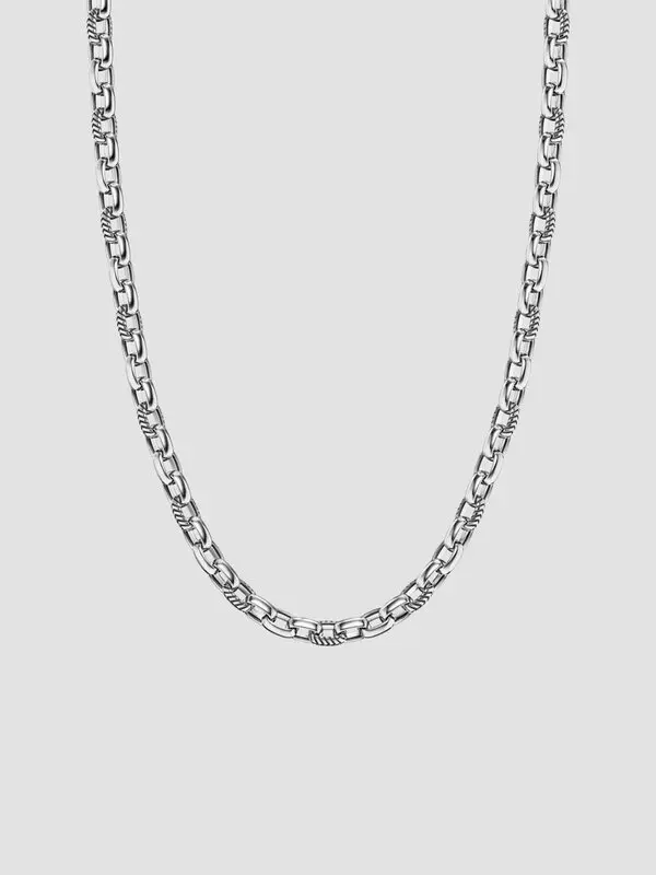 David Yurman Chevron Oval Link Necklace In Sterling 7mm