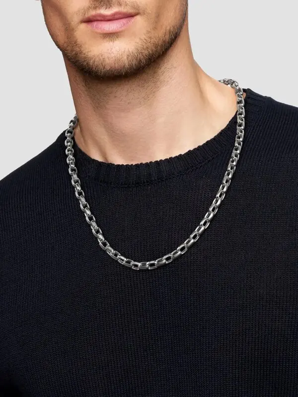 David Yurman Chevron Oval Link Necklace In Sterling 7mm