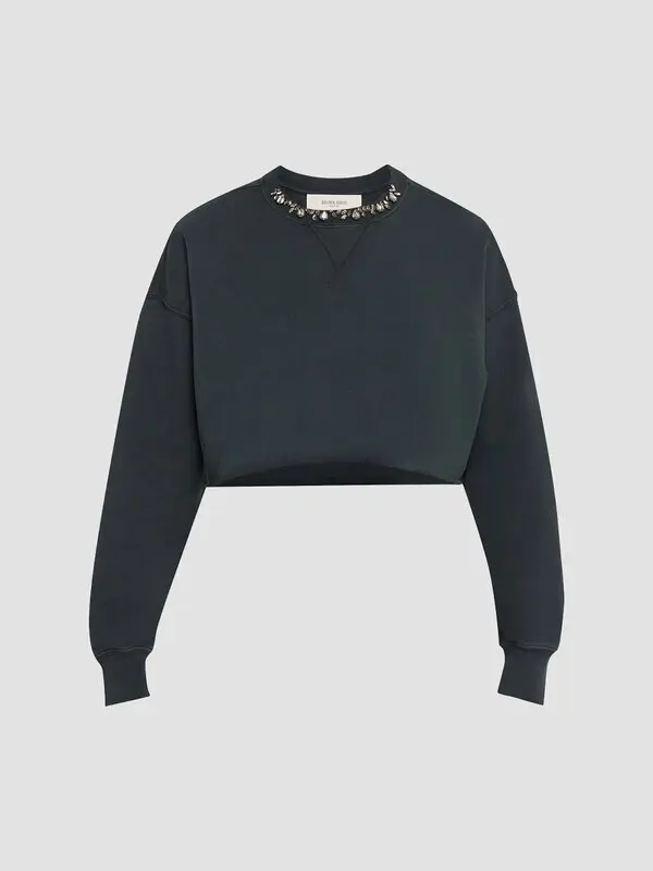GOLDEN GOOSE Golden Jeweled Cropped Sweatshirt - Black