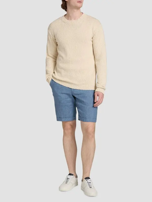SAKS FIFTH AVENUE Linen Straight-cut Chino Shorts - Denim