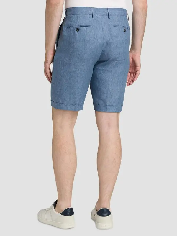 SAKS FIFTH AVENUE Linen Straight-cut Chino Shorts - Denim