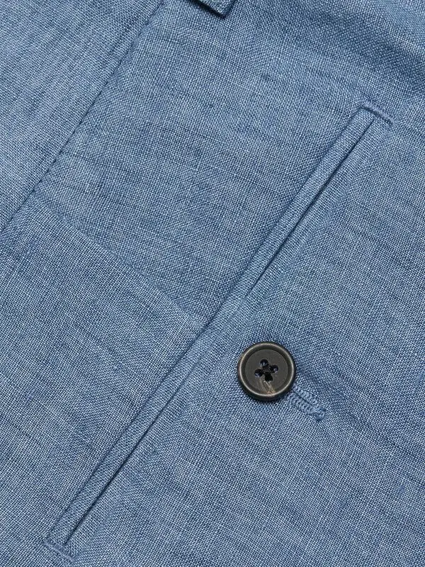 SAKS FIFTH AVENUE Linen Straight-cut Chino Shorts - Denim