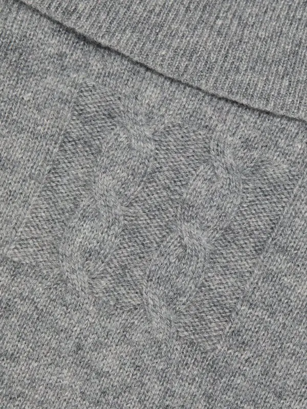 NILI LOTAN Jovan Cashmere Polo Sweater - Pebble Grey Heather