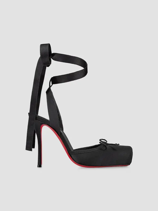 CHRISTIAN LOUBOUTIN Cassia Lace Up 100mm Satin Pumps - Black