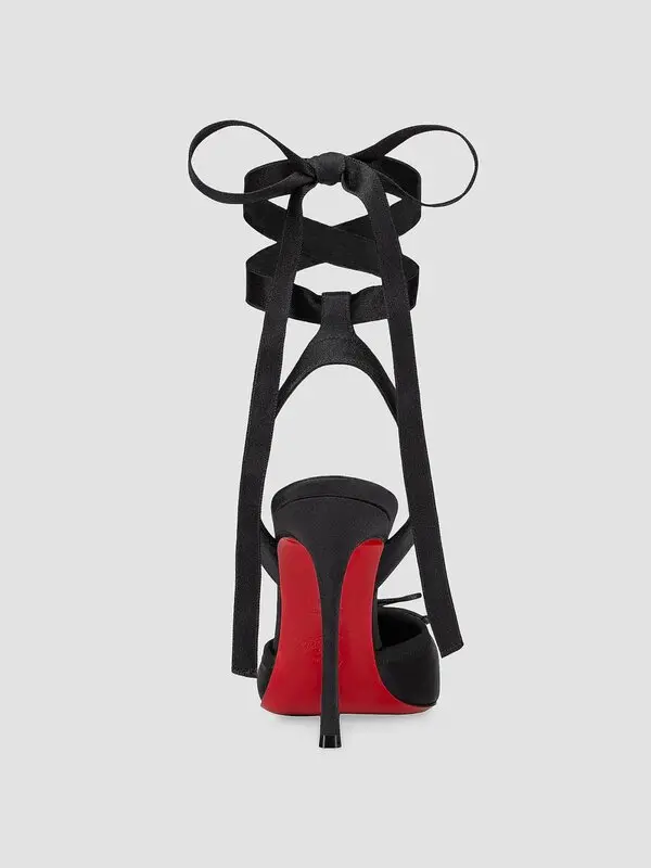 CHRISTIAN LOUBOUTIN Cassia Lace Up 100mm Satin Pumps - Black