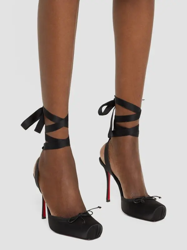 CHRISTIAN LOUBOUTIN Cassia Lace Up 100mm Satin Pumps - Black