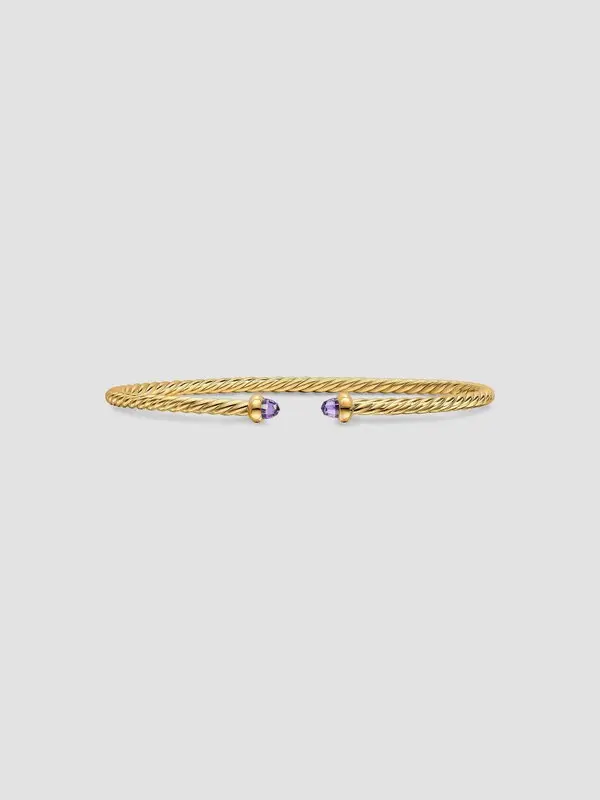 David Yurman Micro Cablespira Flex Bracelet In 18k Yellow Gold - Amethyst