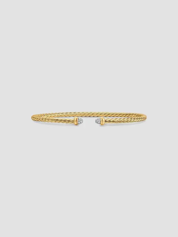 David Yurman Micro Cablespira Flex Bracelet In 18k Yellow Gold - Diamond