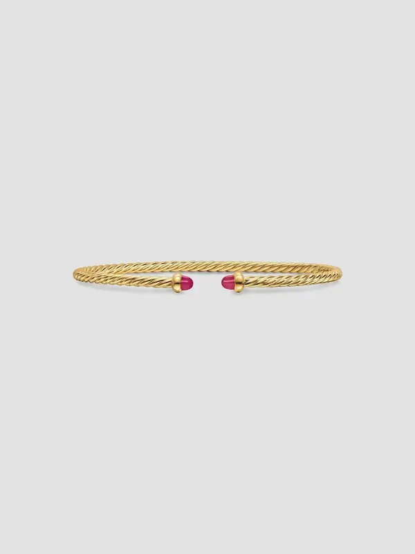David Yurman Micro Cablespira Flex Bracelet In 18k Yellow Gold - Ruby