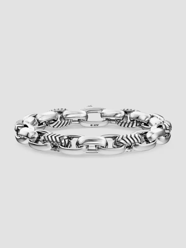 David Yurman Chevron Oval Link Bracelet In Sterling 10mm - Silver
