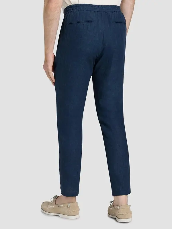 SAKS FIFTH AVENUE Collection Délavé Linen Drawstring Pants - Navy