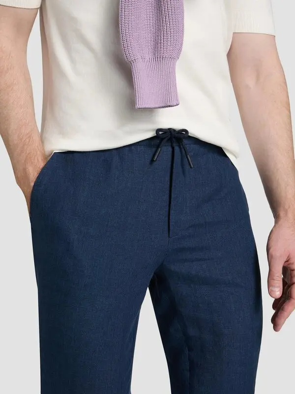SAKS FIFTH AVENUE Collection Délavé Linen Drawstring Pants - Navy