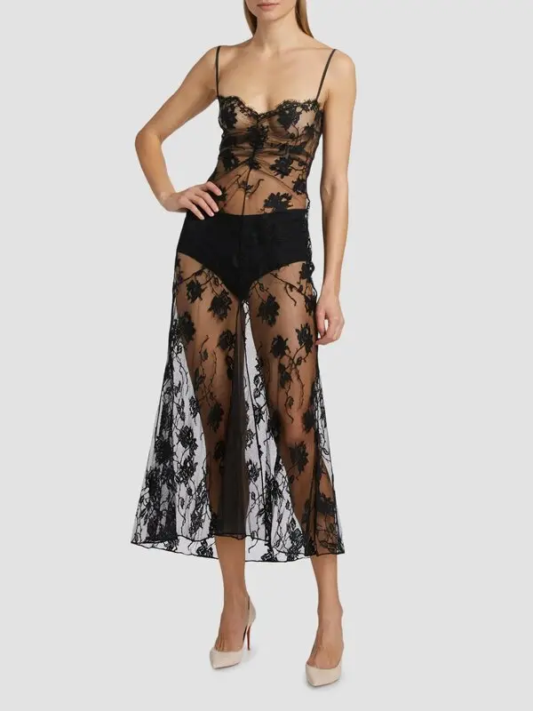 Kiki De Montparnasse Dominique Sheer Lace Midi-dress