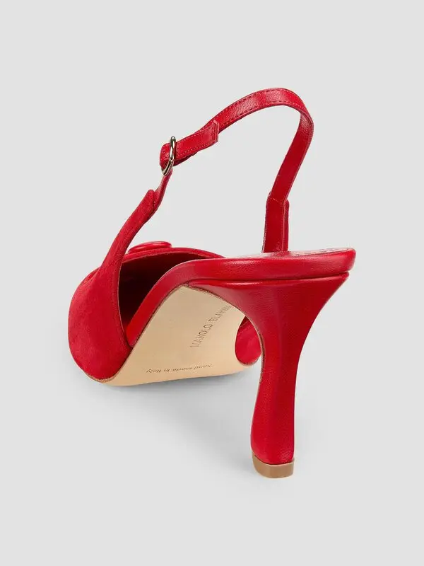 Manolo Blahnik Alexapla 70mm Suede & Leather Pumps - Red