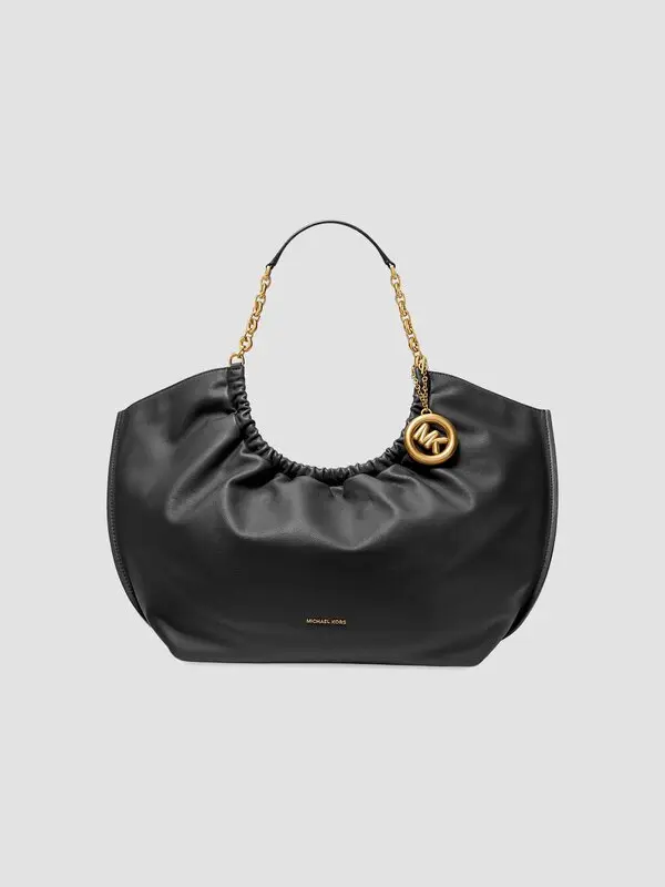 Michael Kors Indie Large Cinched Leather Tote Bag - Black
