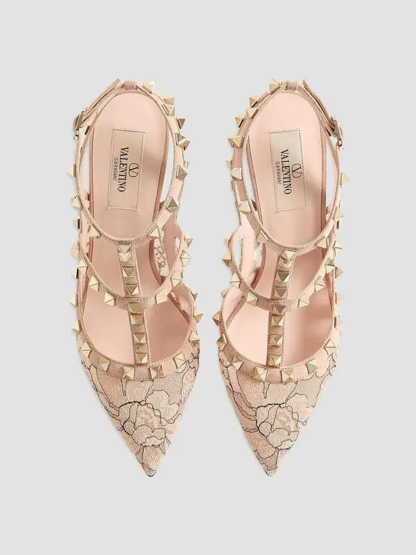Valentino Garavani Rockstud 100mm Lace Pumps With Straps