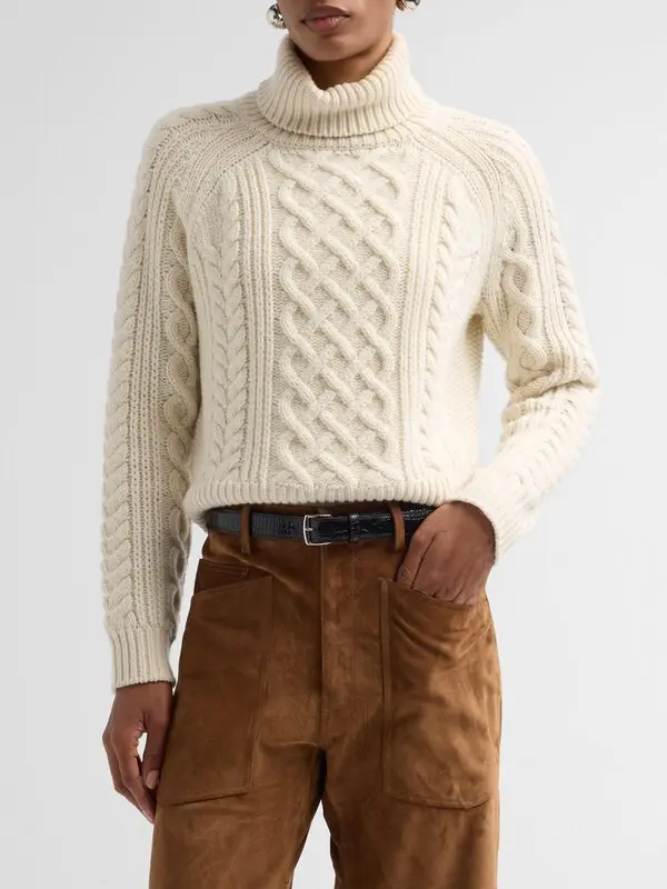 NILI LOTAN Ezren Wool Cable-knit Sweater