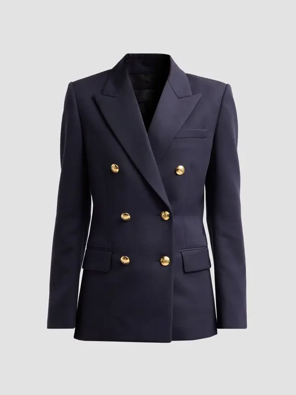 NILI LOTAN Bruni Wool Double-breasted Blazer - Midnight