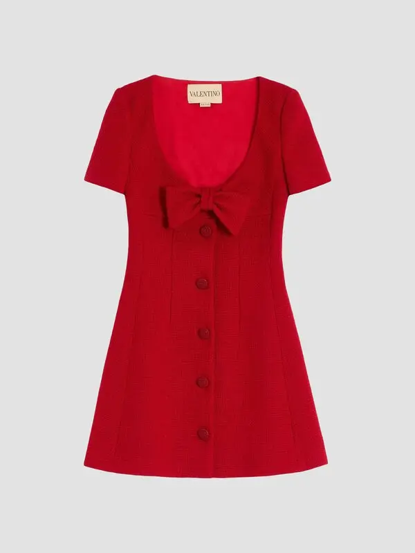 Valentino Garavani Short Dress In Plain Wool Tweed