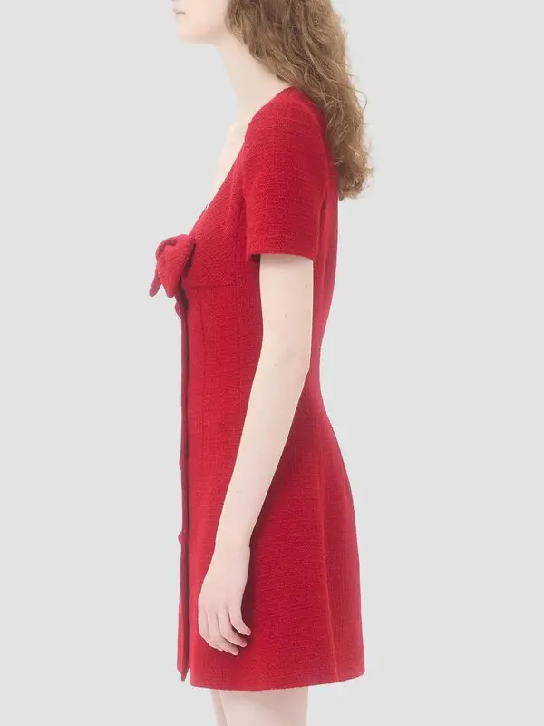 Valentino Garavani Short Dress In Plain Wool Tweed