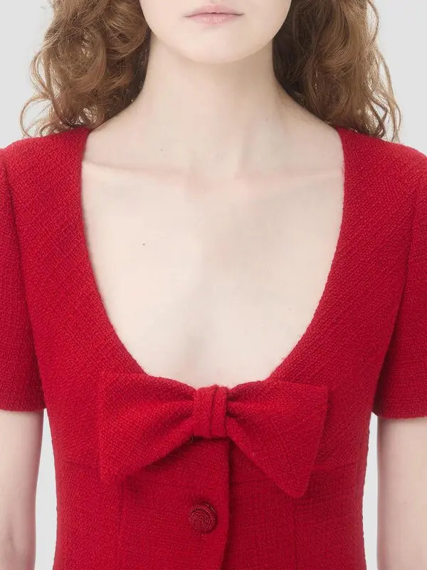 Valentino Garavani Short Dress In Plain Wool Tweed