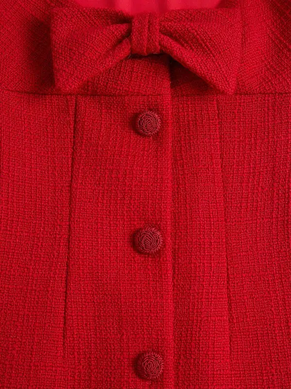 Valentino Garavani Short Dress In Plain Wool Tweed