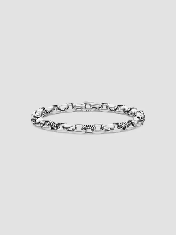 David Yurman Chevron Oval Link Bracelet In Sterling 7mm