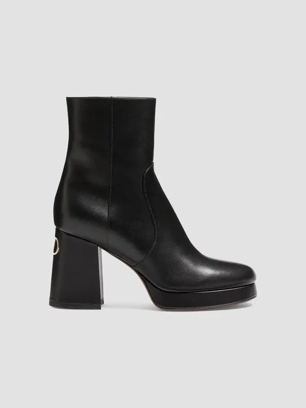 Valentino Garavani Fawcette 90mm Platform Ankle Boots In Calfskin Leather - Black