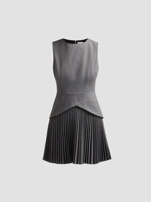 MILLY Haddy Two-tone Layred Mini Dress - Grey