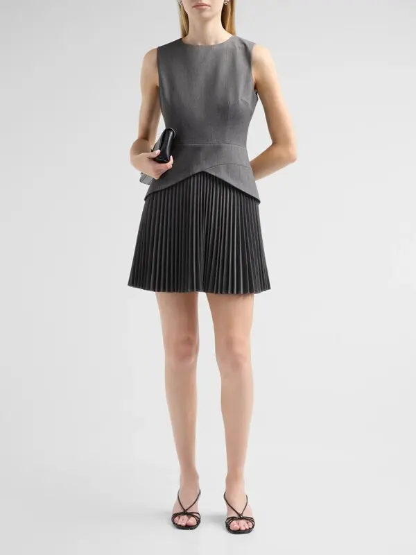 MILLY Haddy Two-tone Layred Mini Dress - Grey