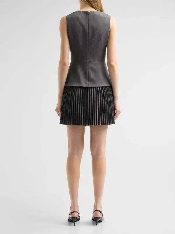 MILLY Haddy Two-tone Layred Mini Dress - Grey