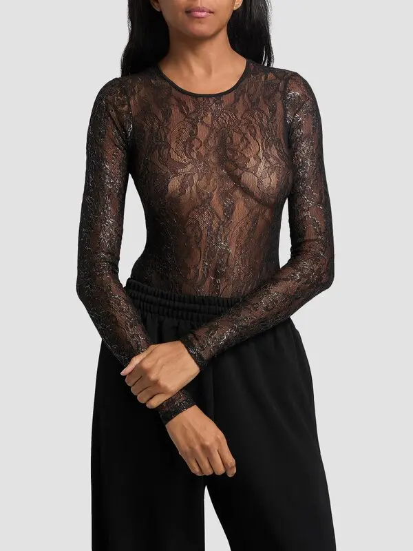 Wardrobe.NYC Lace Sheer Bodysuit