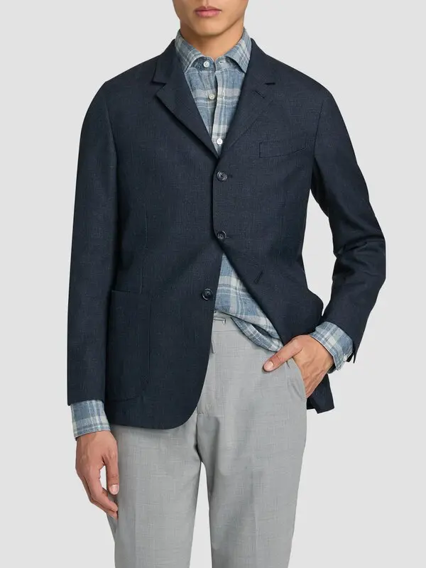 SAKS FIFTH AVENUE Collection Wool-blend Woven Sport Coat - Navy