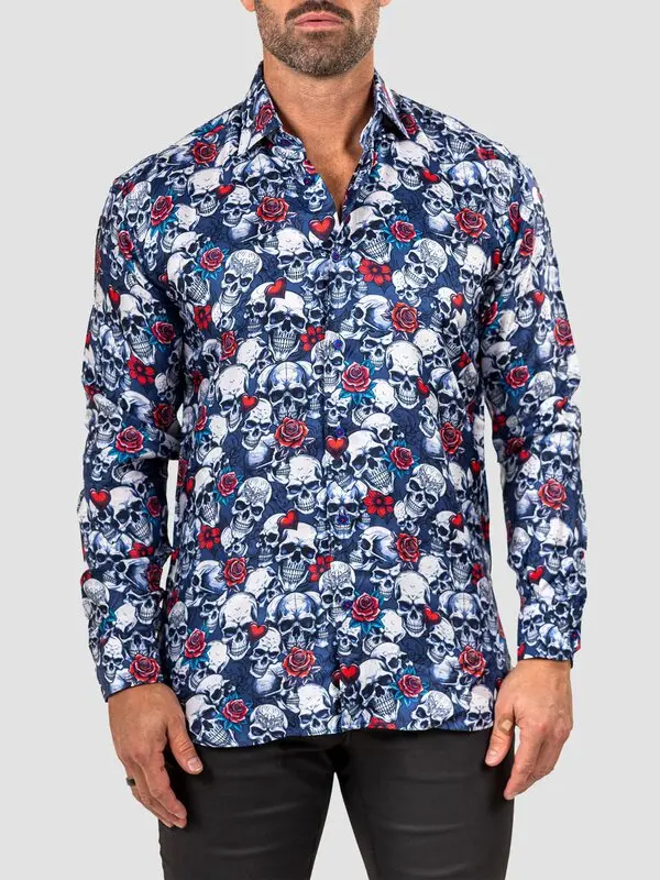 MACEOO Fibonacci Marthyr Skull Rose Shirt