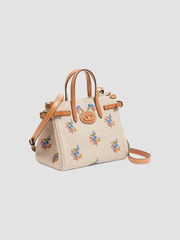 Valentino Garavani Antibes Small Canvas Shopping Bag With Embroidery