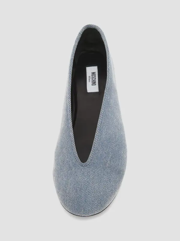 Moschino Corsage Denim Ballet Flats